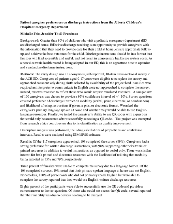 (PDF) Patient caregiver preferences on discharge instructions from the ...