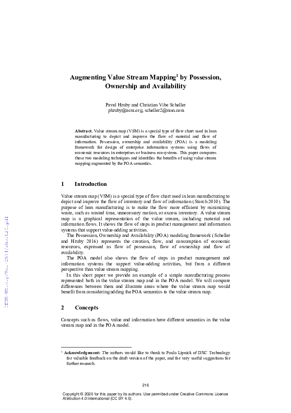 (PDF) Augmenting Value Stream Mapping by Possession, Ownership and ...