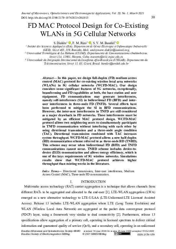 Pdf Fd Mac Protocol Design For Co Existing Wlans In 5g Cellular Networks