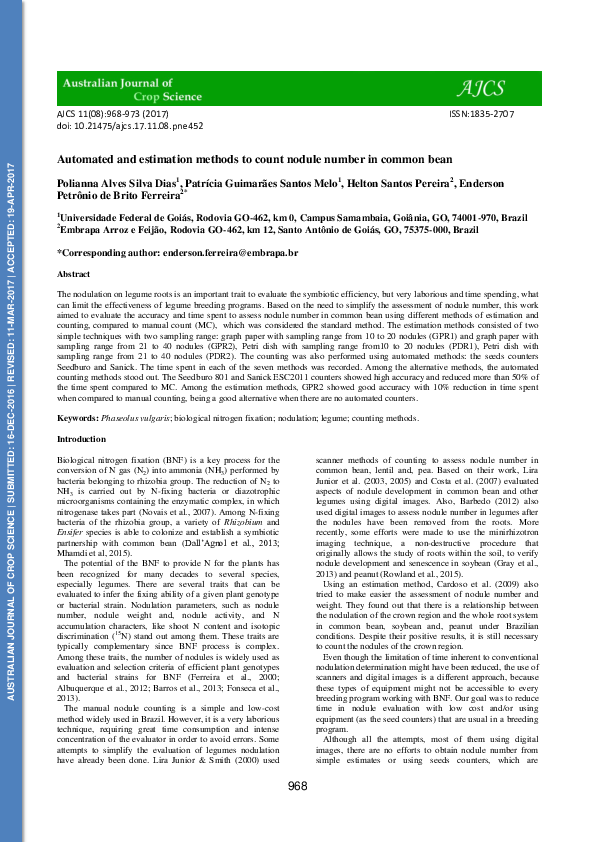 Pdf Automated And Estimation Methods To Count Nodule Number In Common 2891