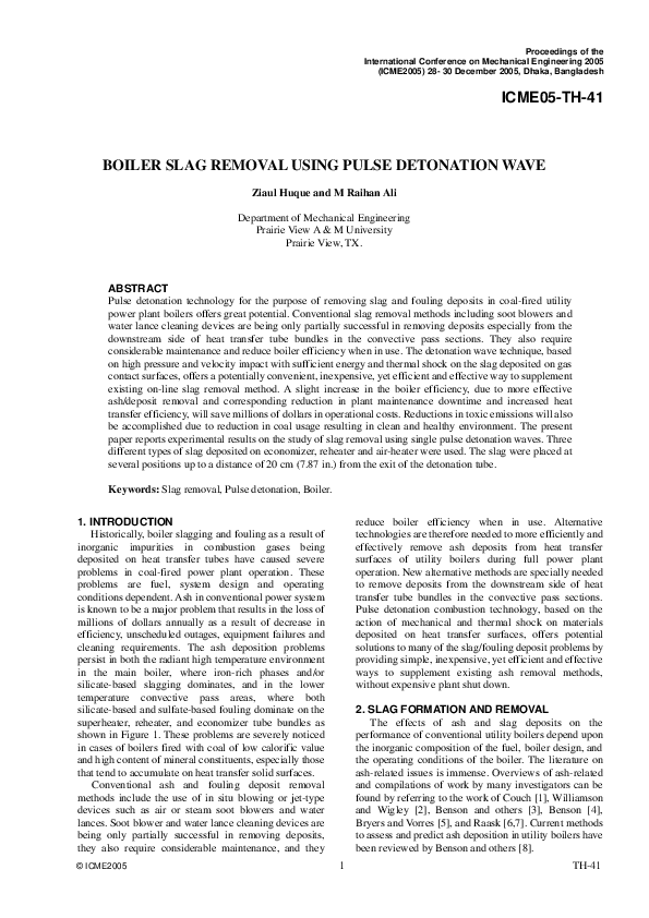(PDF) Boiler Slag Removal Using Pulse Detonation Wave