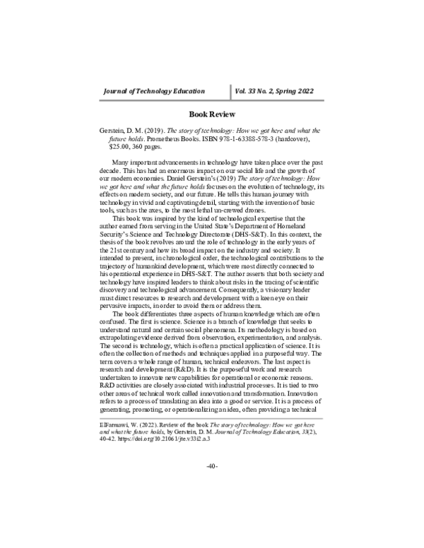 (PDF) The story of technology: How we got here and what the future holds