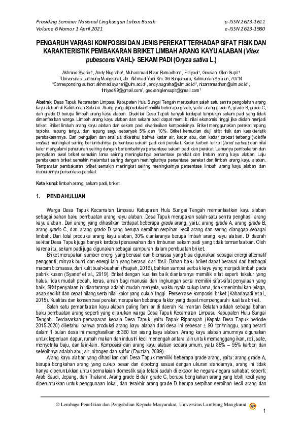 (PDF) PENGARUH VARIASI KOMPOSISI DAN JENIS PEREKAT TERHADAP SIFAT FISIK DAN KARAKTERISTIK ...