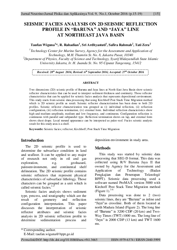(PDF) Seismic Facies Analysis on 2D Seismic Reflection Profile in ... (PDF) Seismic Facies Analysis on 2D Seismic Reflection Profile in ...