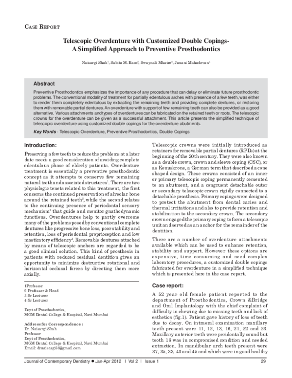 (PDF) Simplified Telescopic Overdenture Technique