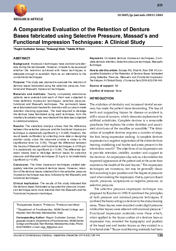 (PDF) A Comparative Evaluation of the Retention of Denture Bases ...