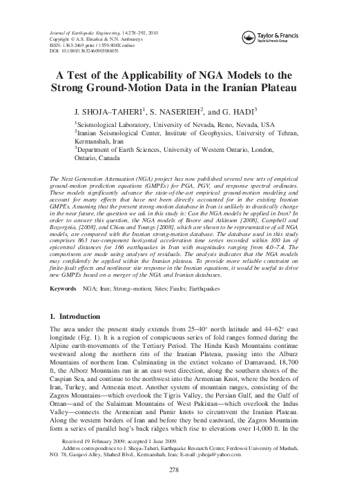 (PDF) A Test of the Applicability of NGA Models to the Strong Ground ...