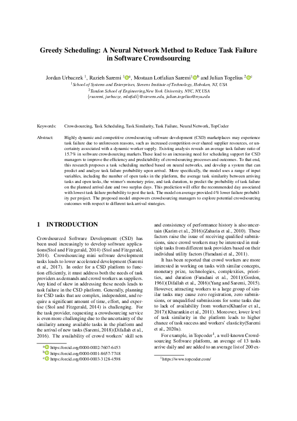 (PDF) Greedy Scheduling: A Neural Network Method to Reduce Task Failure ...