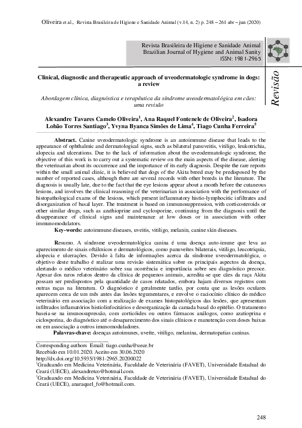 (PDF) Clinical, diagnostic and therapeutic approach of uveodermatologic ...