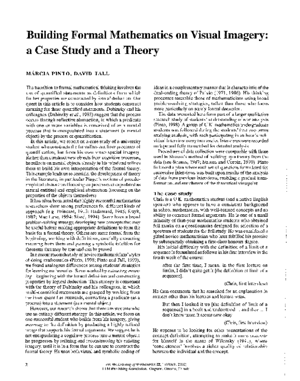 (PDF) Building formal mathematics on visual imagery: A case study and a ...