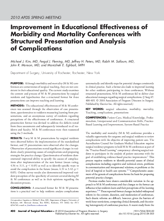 (PDF) Improvement in Educational Effectiveness of Morbidity and ...