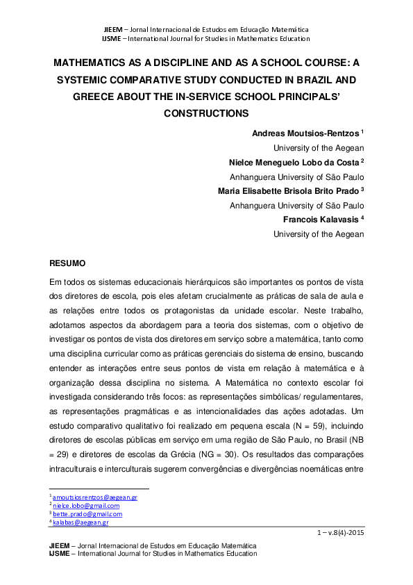 (PDF) Mathematics as a Discipline and as a School Course: A Systemic ...