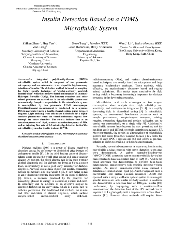 (PDF) Insulin detection based on a PDMS microfluidic system