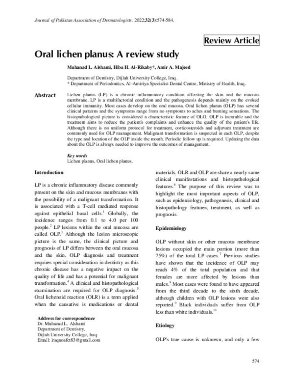 (PDF) Oral lichen planus: A review study