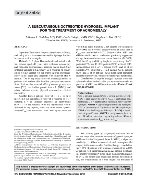 (PDF) A Subcutaneous Octreotide Hydrogel Implant for the Treatment of ...