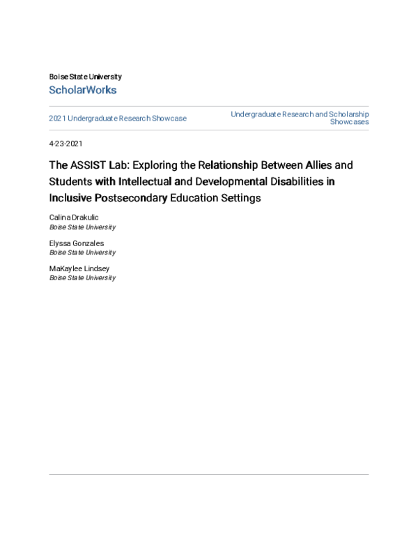 (PDF) The ASSIST Lab: Exploring the Relationship Between Allies and ...