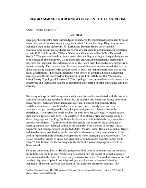 (PDF) Diagramming prior knowledge in the classroom