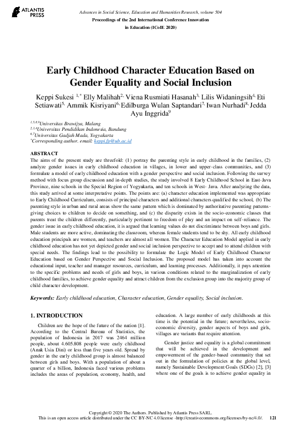 (PDF) Early Childhood Character Education Based on Gender Equality and ...