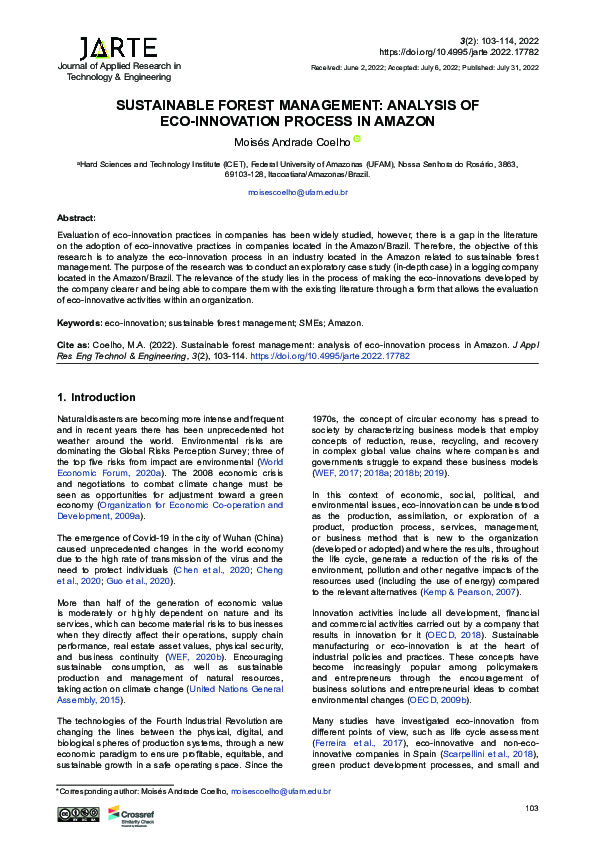 (PDF) Sustainable forest management: analysis of eco-innovation process ...