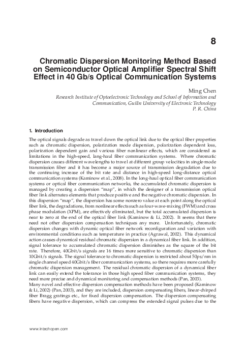 (PDF) Chromatic dispersion monitoring method based on semiconductor optical amplifier spectral ...