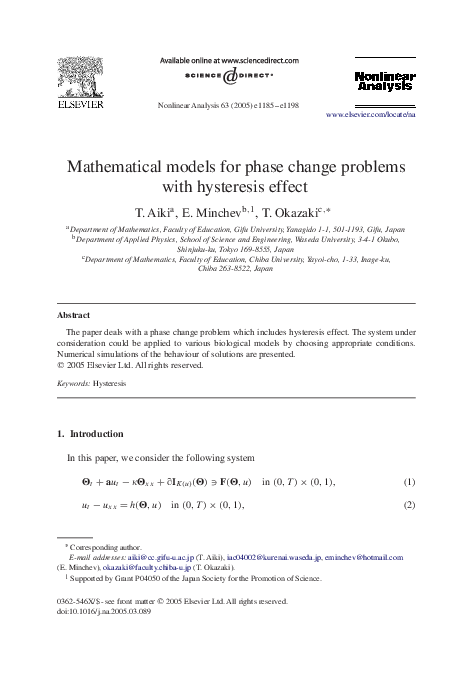 (PDF) Mathematical Models for Phase Change Problems