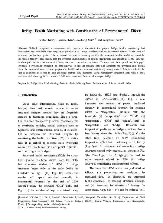 Pdf Bridge Health Monitoring With Consideration Of Environmental Effects