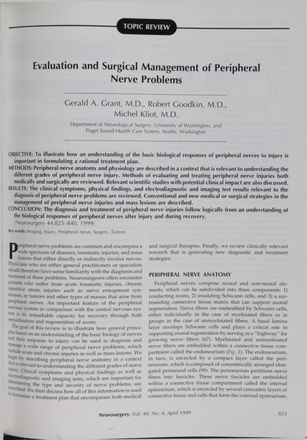 (PDF) Evaluation and Surgical Management of Peripheral Nerve Problems