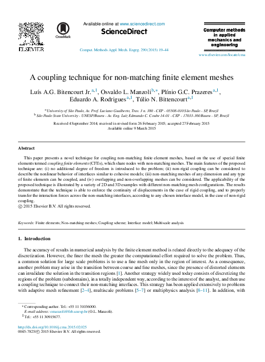 (PDF) A coupling technique for non-matching finite element meshes