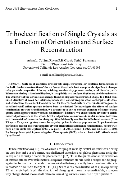 (PDF) Triboelectrification of Single Crystals as a Function of ...