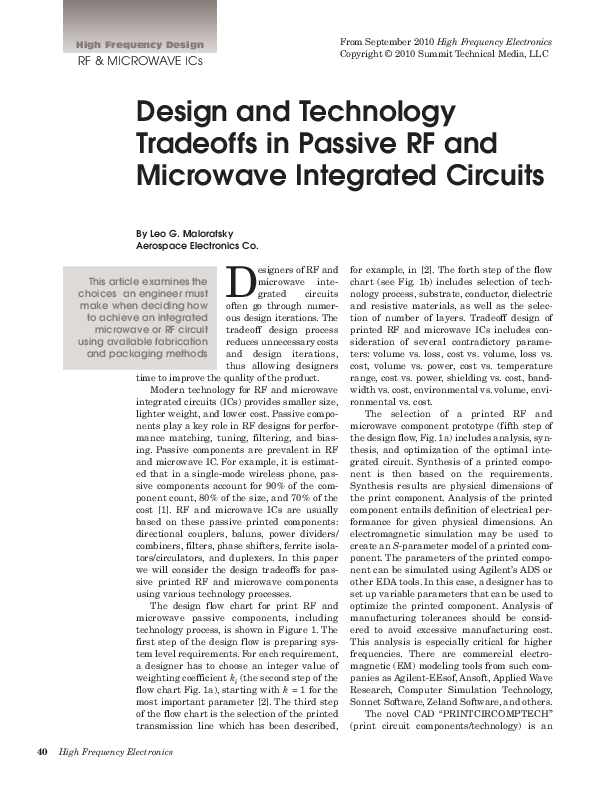 (PDF) MICROWAVE ICs Design and Technology Tradeoffs in Passive RF and ...
