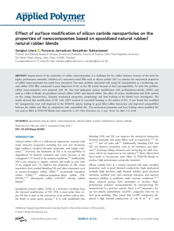 (PDF) Effect of surface modification of silicon carbide nanoparticles ...
