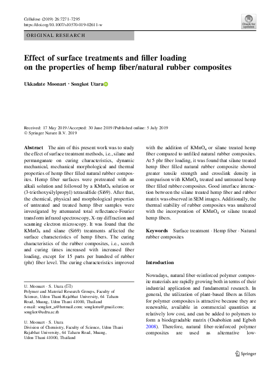 (PDF) Effect of surface treatments and filler loading on the properties ...