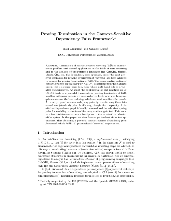 Pdf Proving Termination In The Context Sensitive Dependency Pair 1697