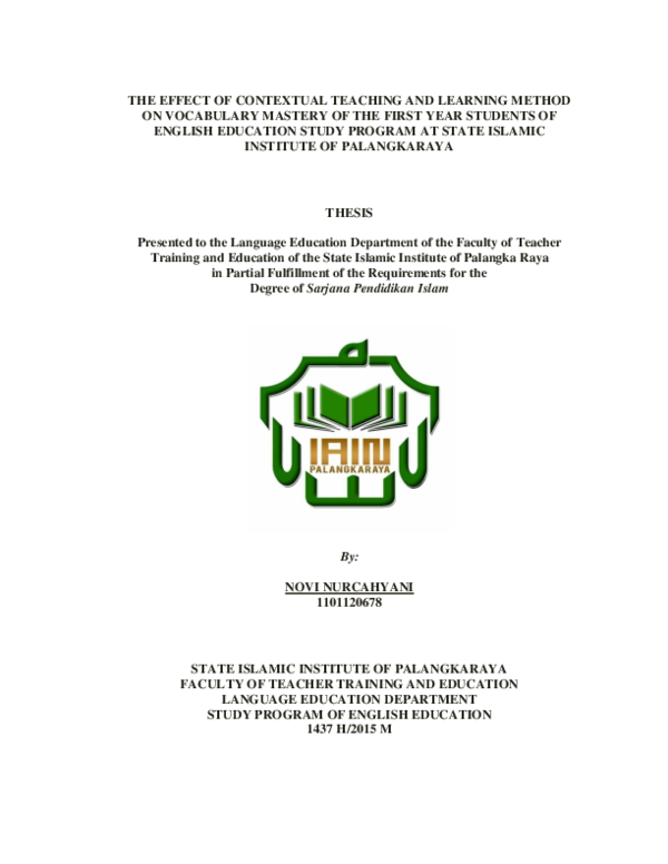 (PDF) The effect of contextual teaching and learning method on vocabulary mastery of the first ...