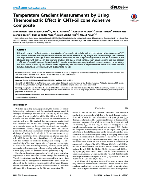(PDF) Temperature Gradient Measurements by Using Thermoelectric Effect ...
