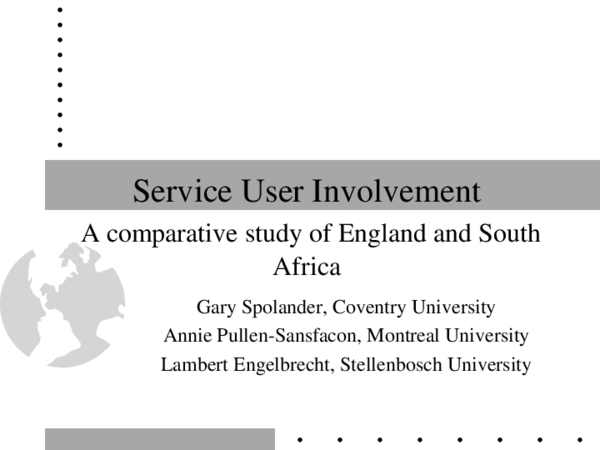 (PDF) Service user involvement : a comparative study of England and ...