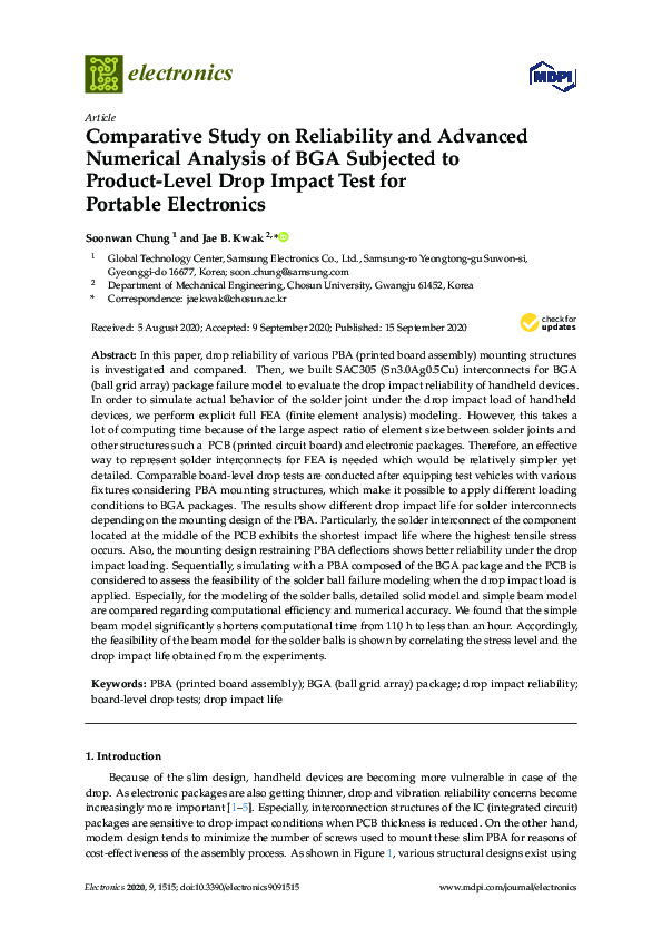 (PDF) Comparative Study on Reliability and Advanced Numerical Analysis of BGA Subjected to ...