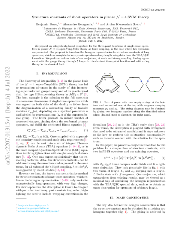 Pdf Structure Constants Of Short Operators In Planar Mathcal N 4