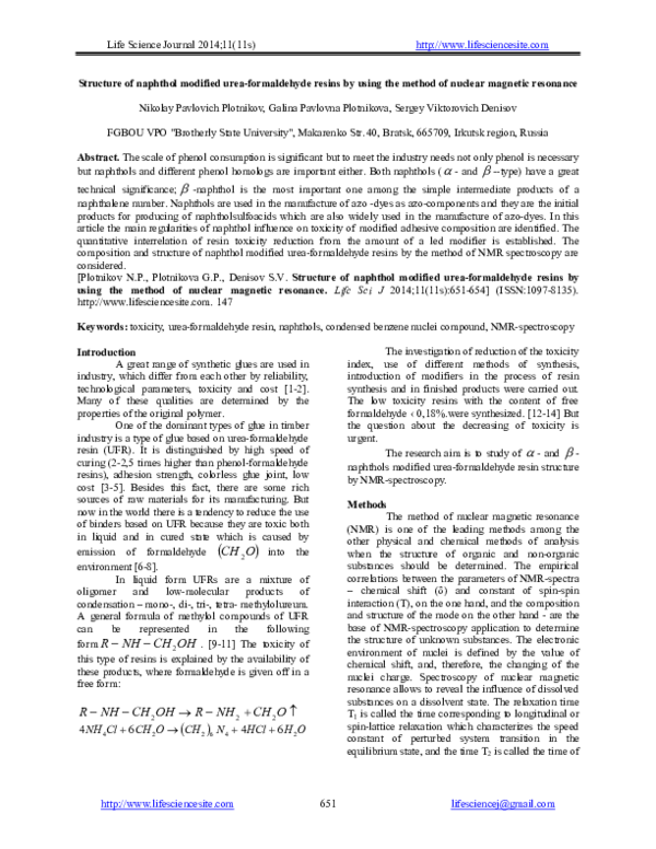 (PDF) Structure of naphthol modified urea-formaldehyde resins by using ...
