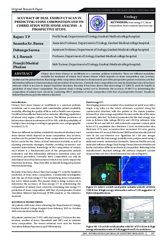 (PDF) Accuracy of Dual Energy CT Scan in Predicting Stone Composition ... (PDF) Accuracy of Dual Energy CT Scan in Predicting Stone Composition ...