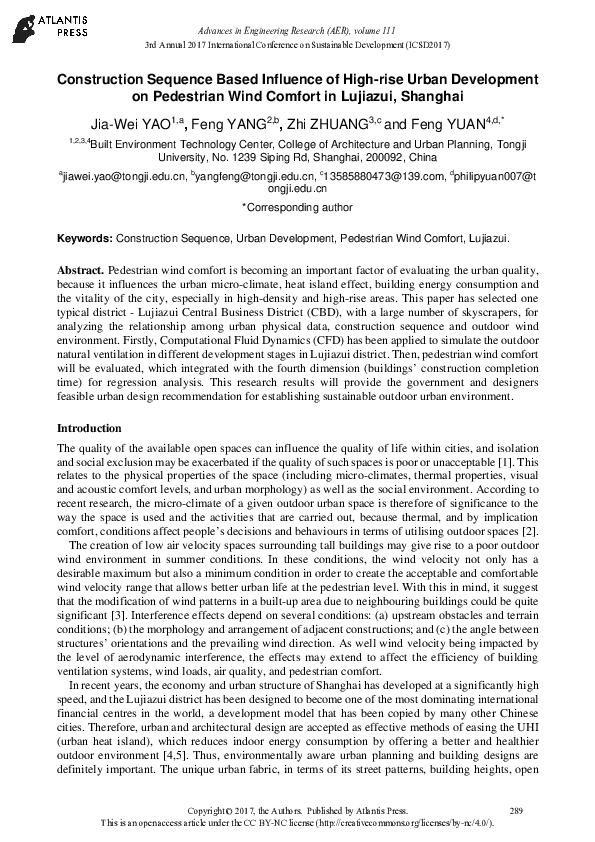 (PDF) Construction Sequence Based Influence of High-rise Urban ...