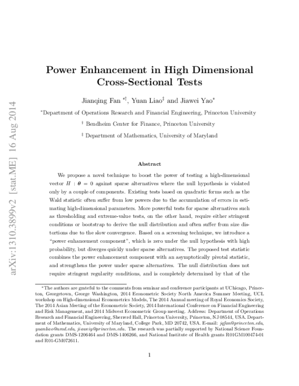 (PDF) Power Enhancement in High-Dimensional Cross-Sectional Tests