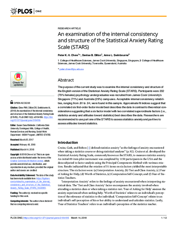 (PDF) An examination of the internal consistency and structure of the ...