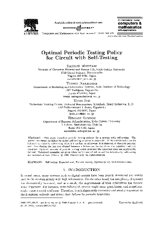 (PDF) Optimal periodic testing policy for circuit with self-testing