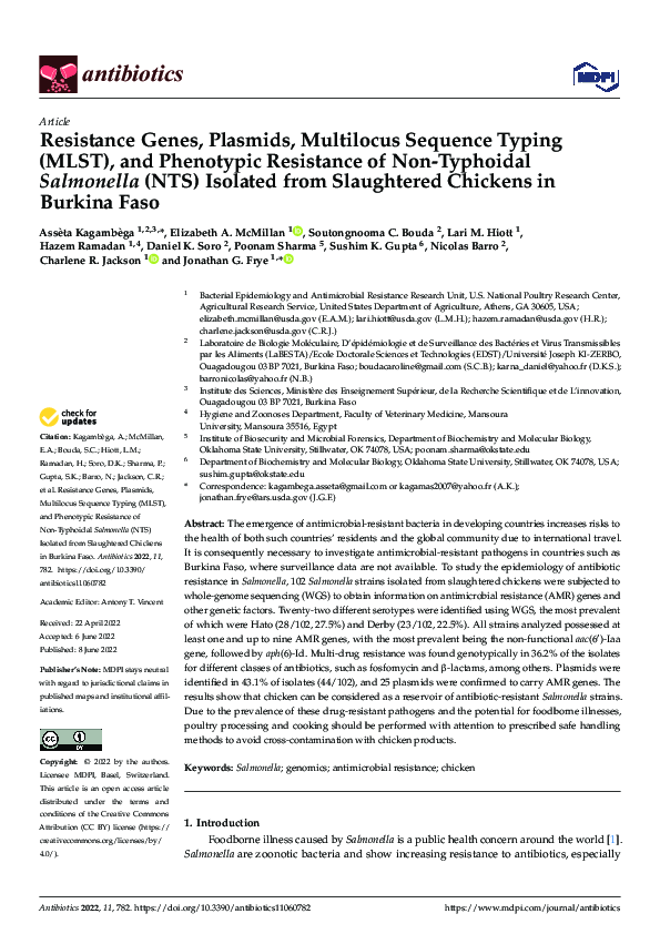 (PDF) Resistance Genes, Plasmids, Multilocus Sequence Typing (MLST), and Phenotypic Resistance ...