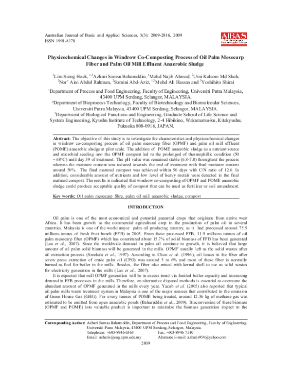 (PDF) Physicochemical Changes in Windrow Co-Composting Process of Oil ...