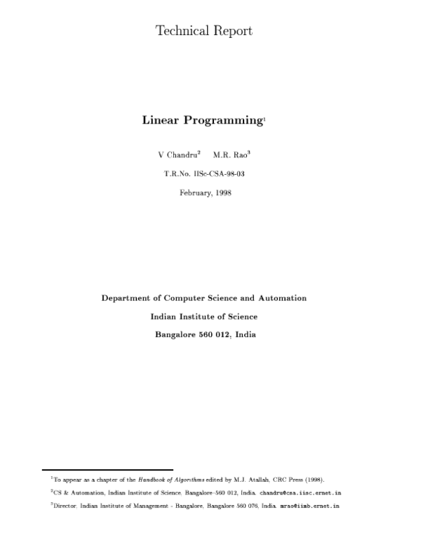 (PDF) Linear Programming