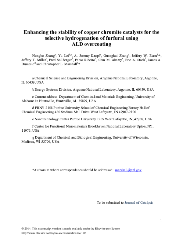 (PDF) Enhancing the stability of copper chromite catalysts for the ...