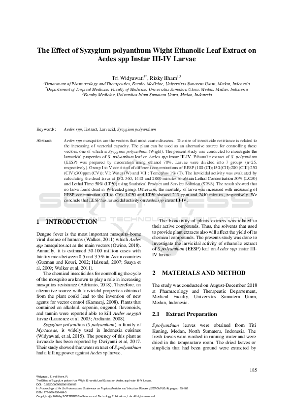 (PDF) The Effect of Syzygium polyanthum Wight Ethanolic Leaf Extract on ...