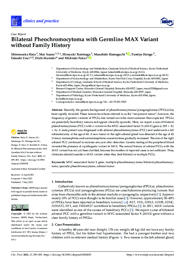 (PDF) Bilateral Pheochromocytoma with Germline MAX Variant without ...